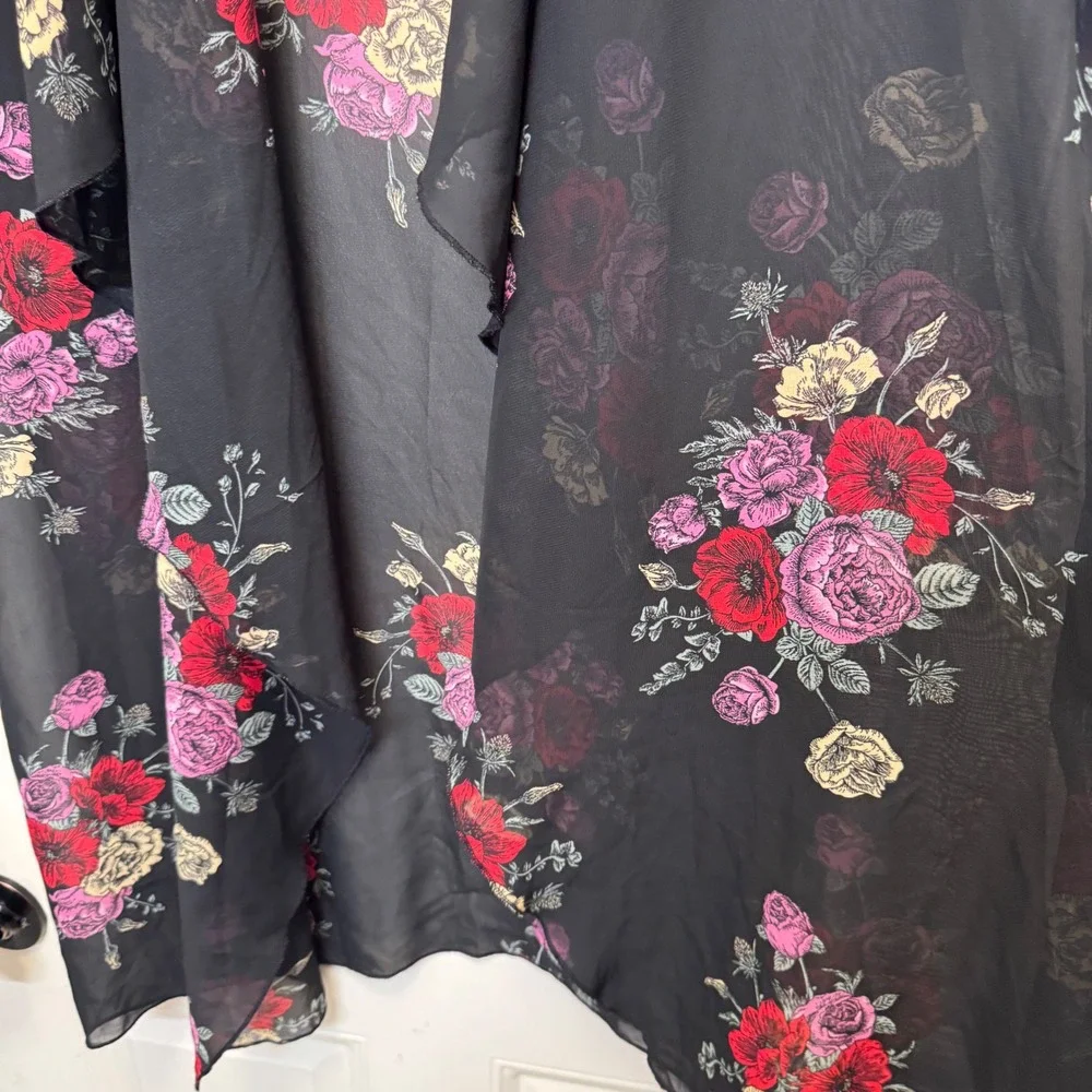 LuLaRoe | Sweaters | Lularoe Womens Kimono L Oversized Black Floral ...